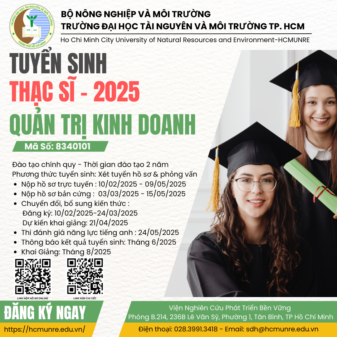 THÔNG BÁO TUYỂN SINH CAO HỌC ĐỢT 1 NĂM 2025 - NGÀNH QUẢN TRỊ KINH DOANH